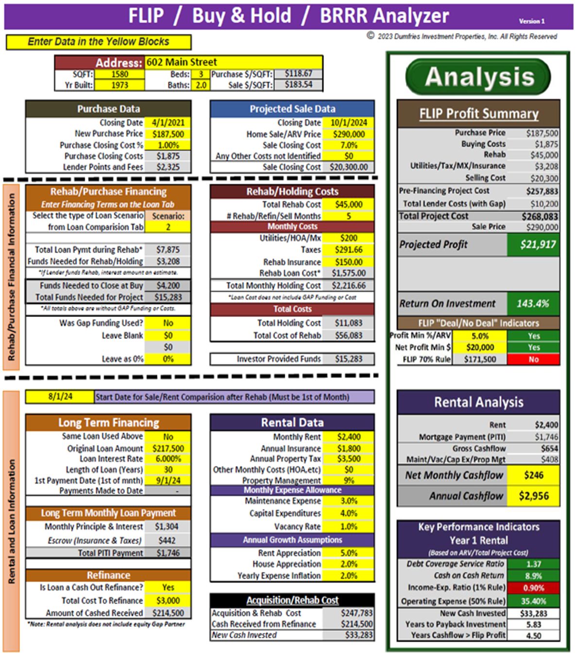 Flip/Rental/BRRR Analyzer – Dallas REIG